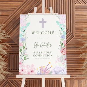 Wildflower First Communion Welcome Sign Template | Printable 1st ...