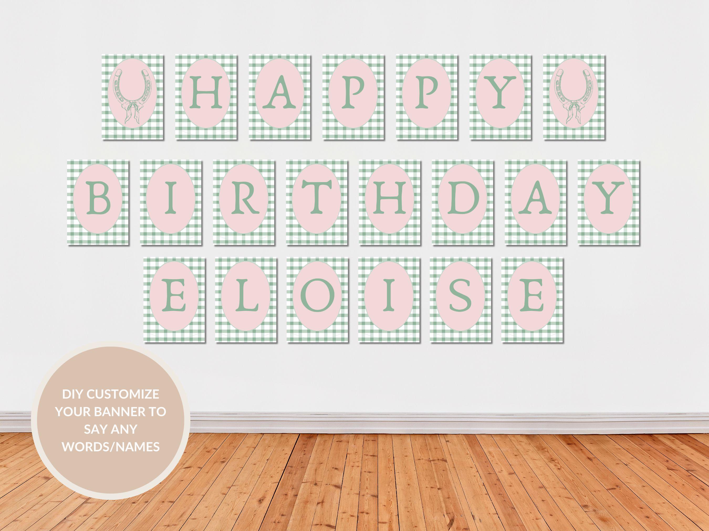 Preppy Horse First Birthday Banner Template, Editable Girls Pony 1st ...
