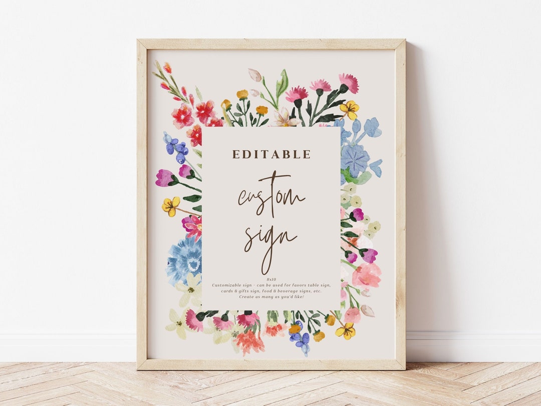 Plantilla de letrero editable de baby shower de flores silvestres ...