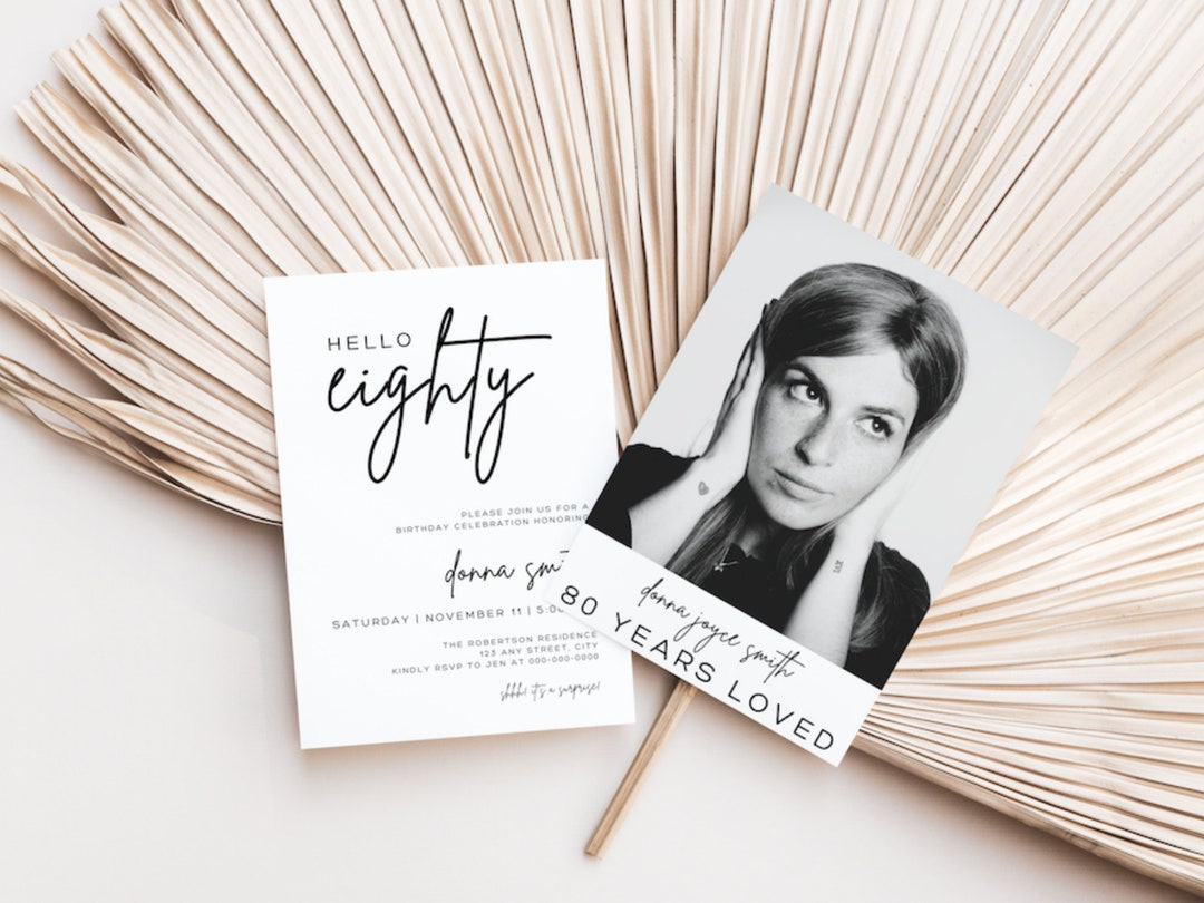 80th Birthday Invitation With Photo | Digital 80th Birthday Party ...