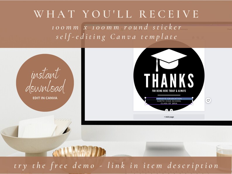 Graduation Party Favors Sticker for Guests Template - Etsy