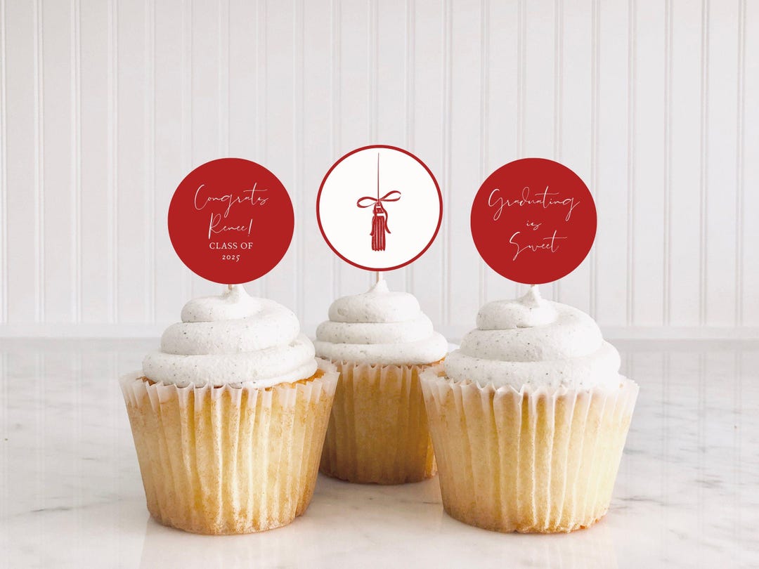 Class of 2025 Graduation Cupcake Toppers Template, Editable Senior Grad ...