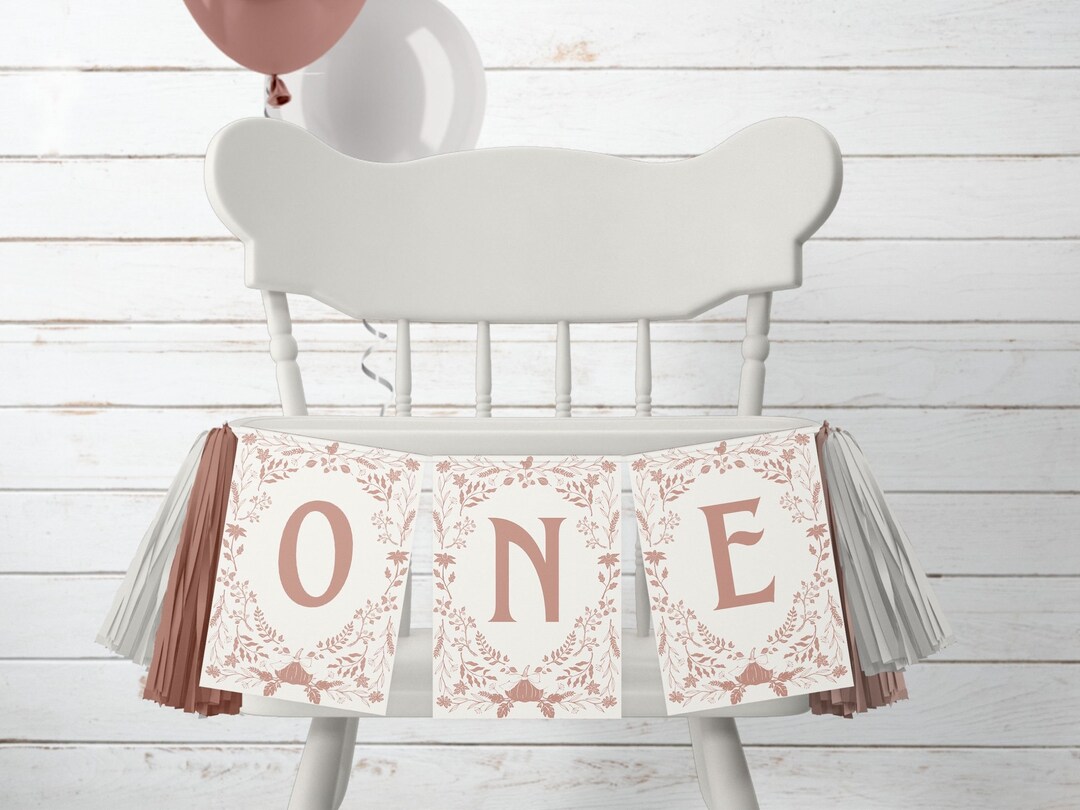 Pumpkin First Birthday High Chair Banner Template, Fall Girls 1st Bday ...