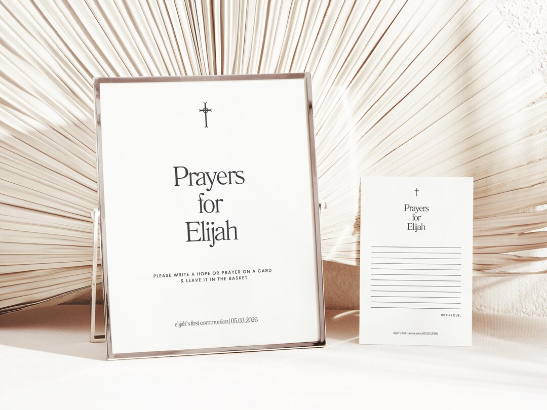 Minimalist First Communion Prayers Sign and Card Template, DIY Editable ...