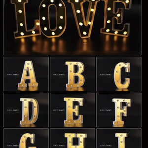 8in Gold 3D Marquee Lights | Light up Names | Wedding Lights Decor ...