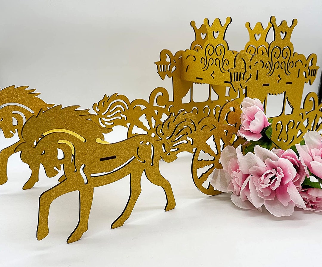 3D Wooden Horse & Carriage Princess Birthday, Princess Carriage ...