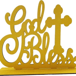 God Bless Wooden Table Centerpiece First Communion Baptism Decorations ...
