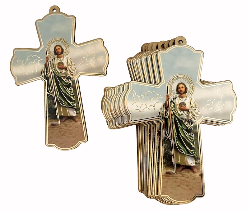 Saint St. Jude Wooden Wall Cross Religious San Judas Tadeo Cruz Baptism ...