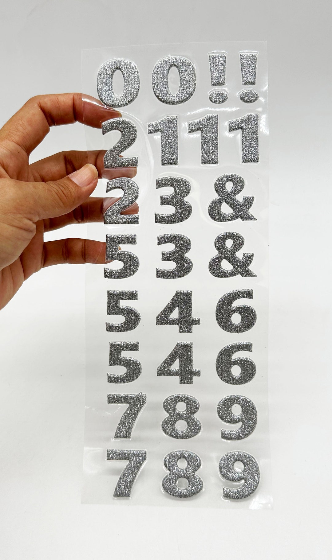 8 Sheets Number Alphabet Stickers, Small Glitter Number Sticker Self ...