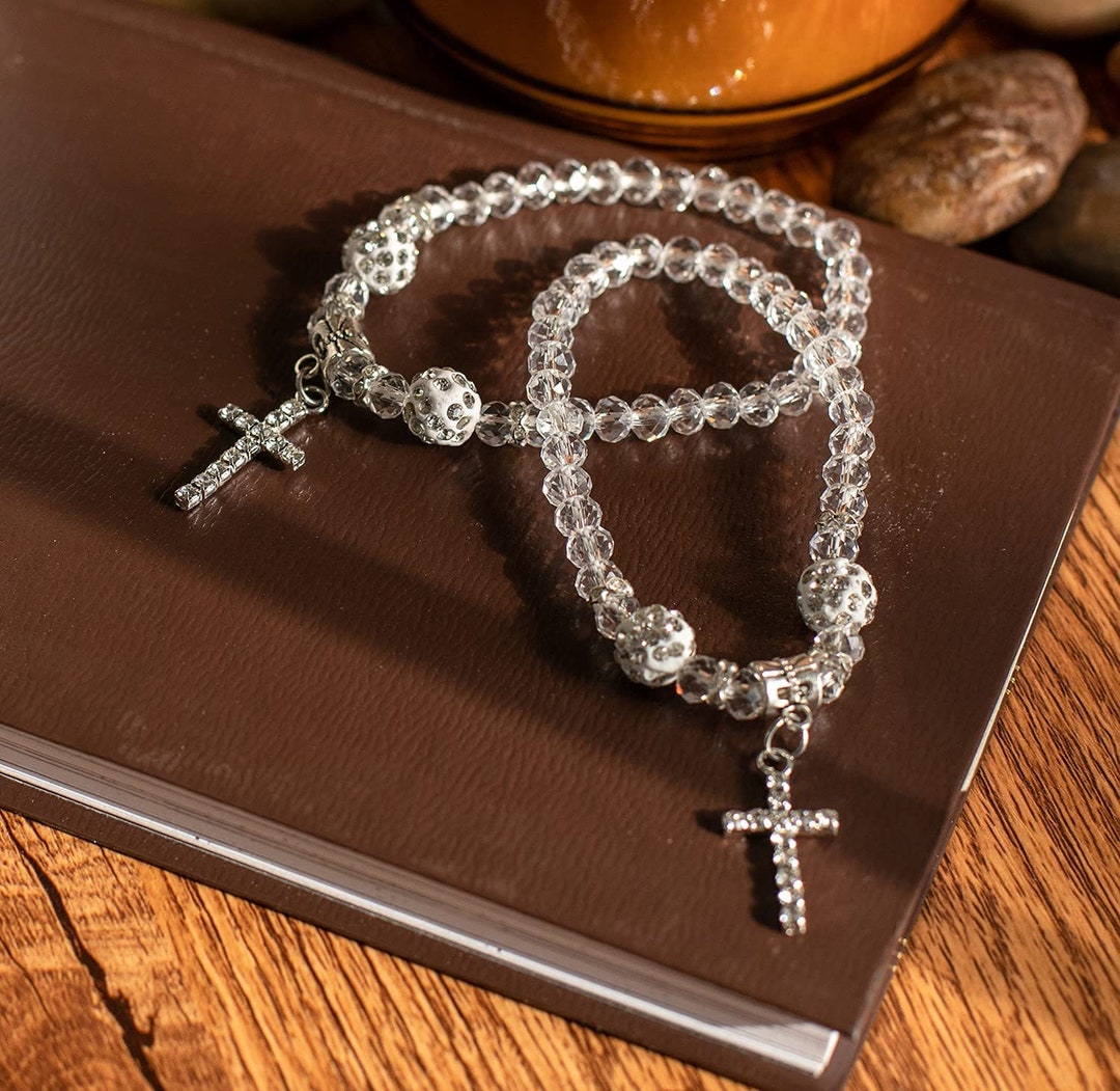 First Holy Communion Bracelet Favor (12 PCS) Stretch Crystal Bracelet ...