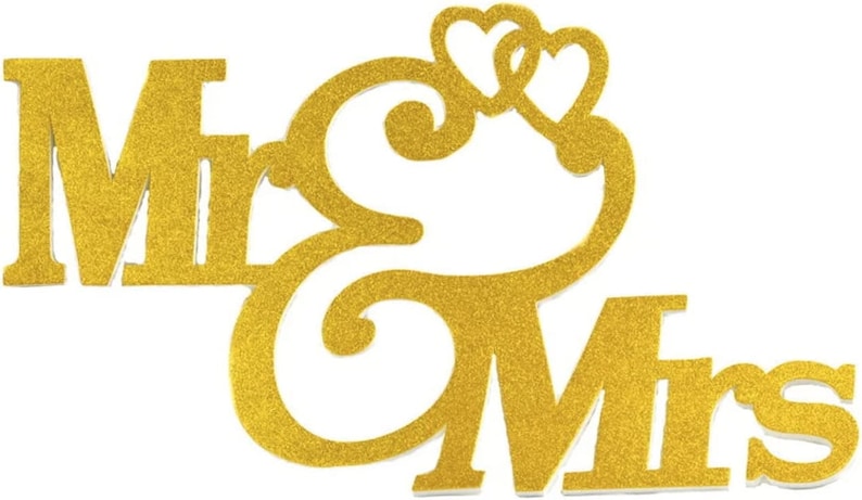 Mr & Mrs Banner Gold Glitter Sign for Engagement Wedding - Etsy