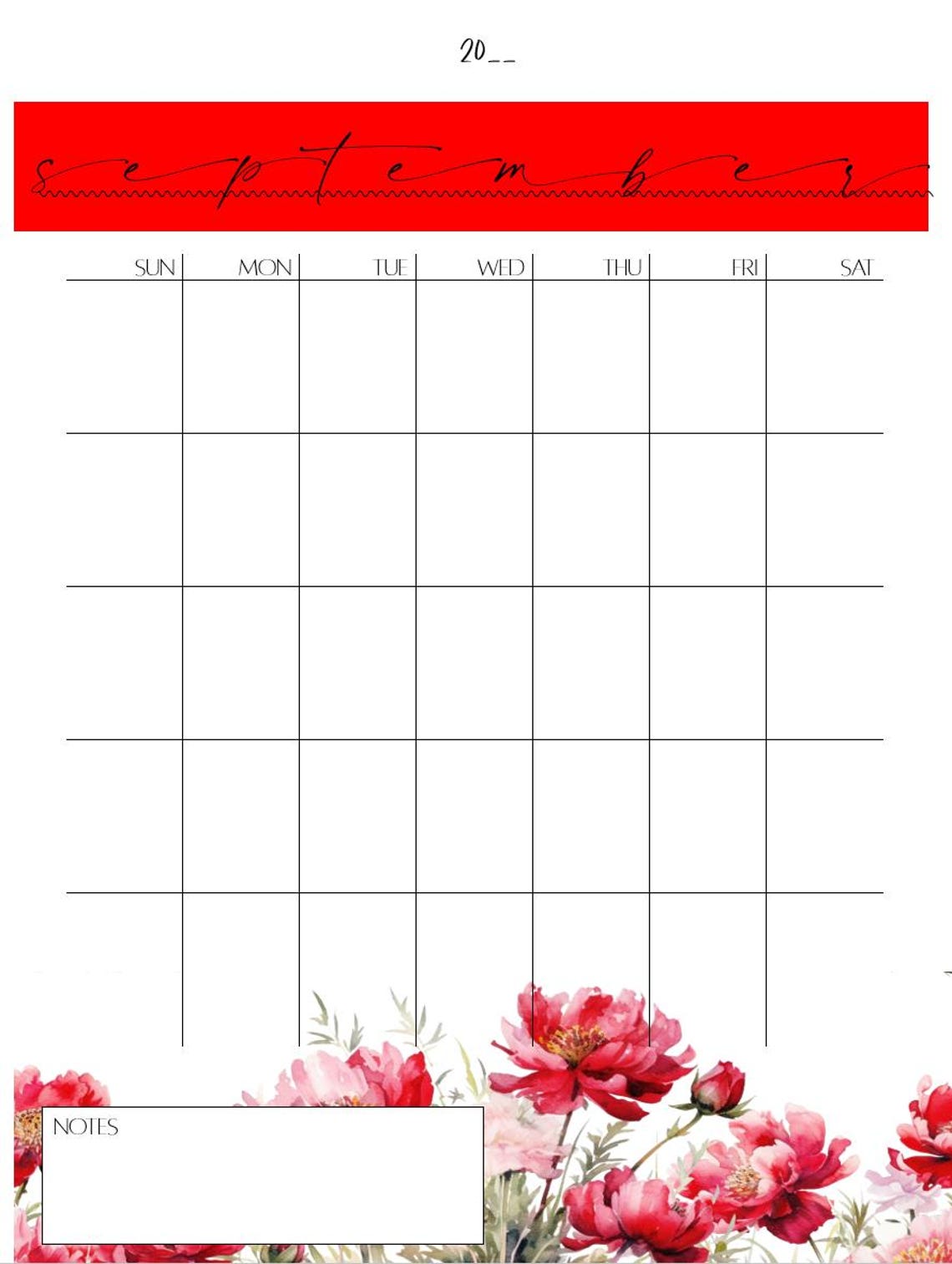 Monthly Floral Calendar Template, Printable Digital File, Teacher ...