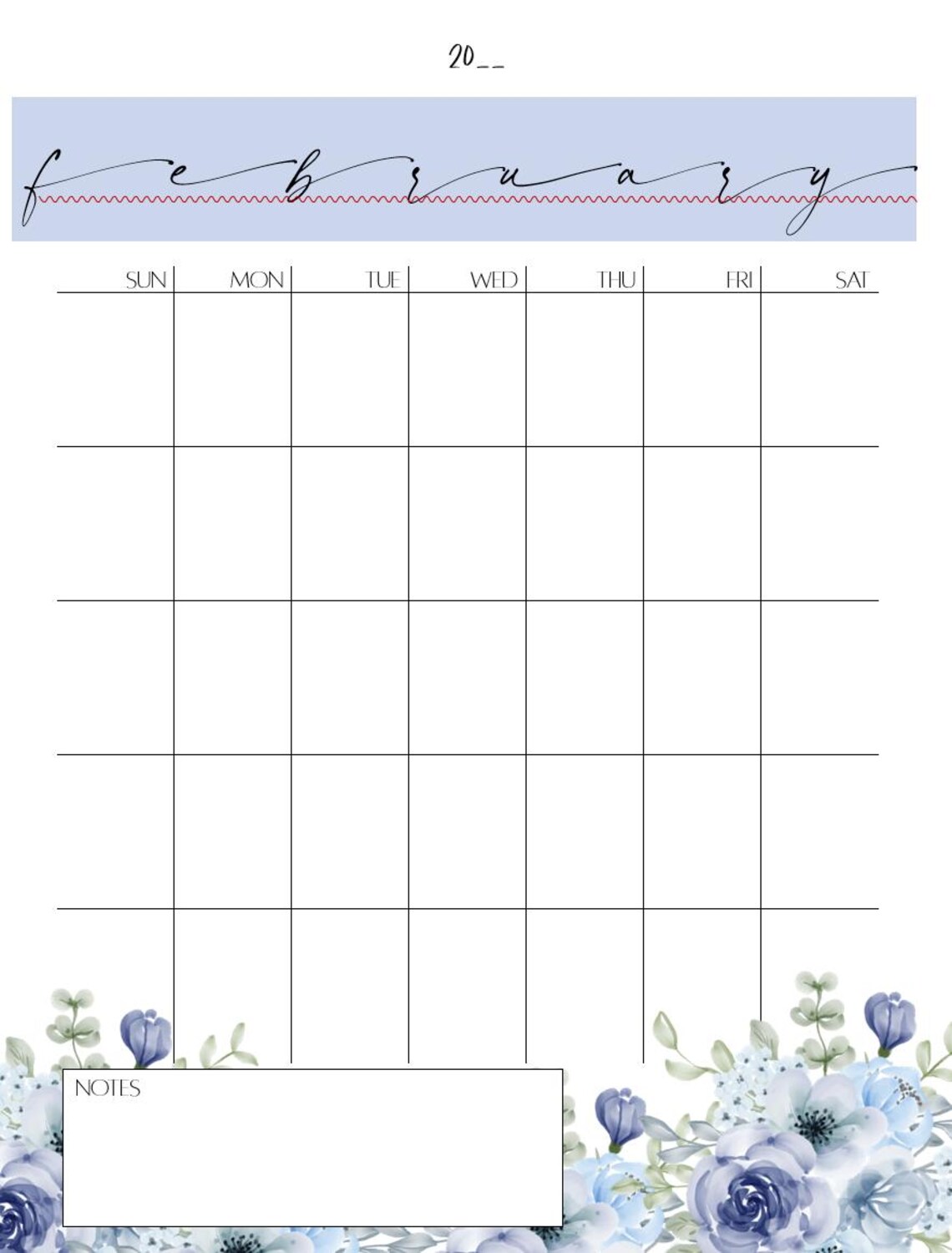 Monthly Floral Calendar Template, Printable Digital File, Teacher ...