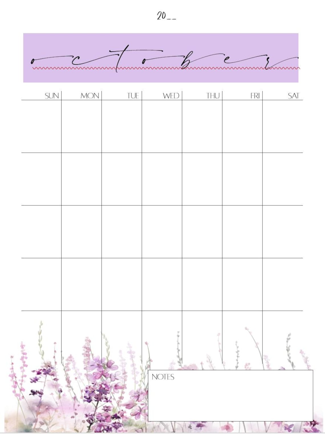 Monthly Floral Calendar Template, Printable Digital File, Teacher ...