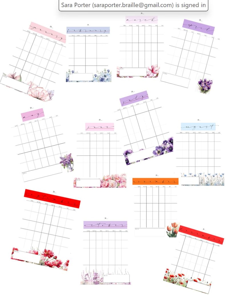 Monthly Floral Calendar Template, Printable Digital File, Teacher ...