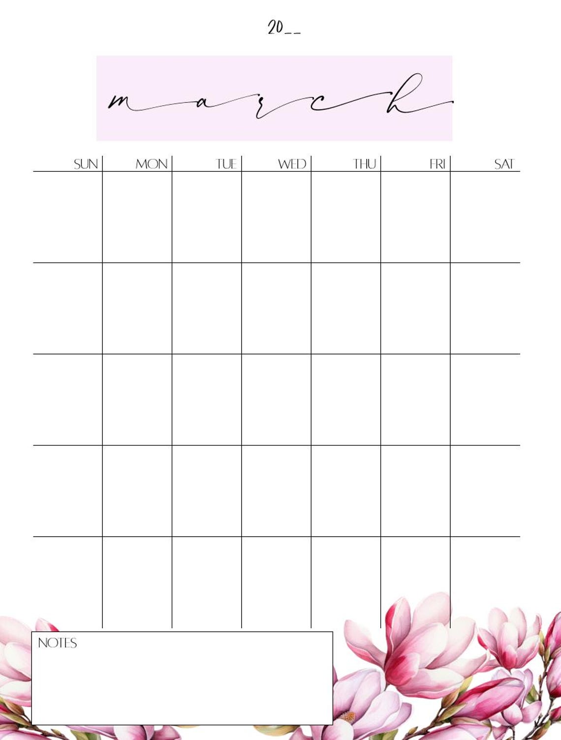 Monthly Floral Calendar Template, Printable Digital File, Teacher ...