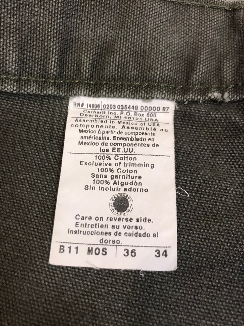 Vintage 90s Carhartt Olive Green Cargo Work Pants Size W36 L34 - Etsy