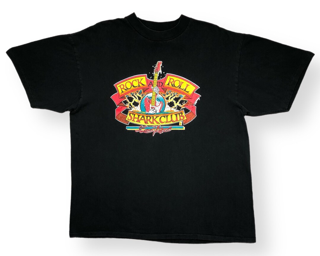 Vintage 90s Rock & Roll Shark Club Las Vegas Nevada Nightclub Graphic T ...