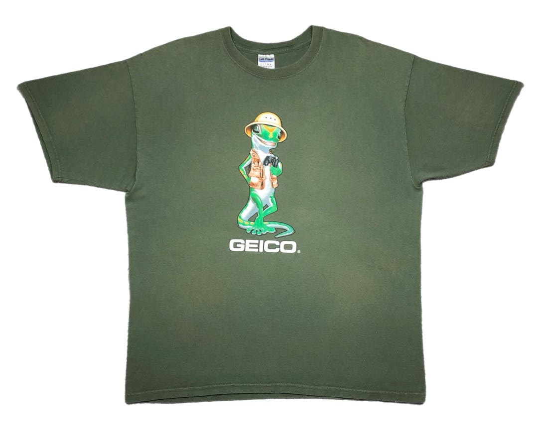 Vintage 90s the Geico gecko Promotional Insurance Graphic T-shirt Size XL - Etsy