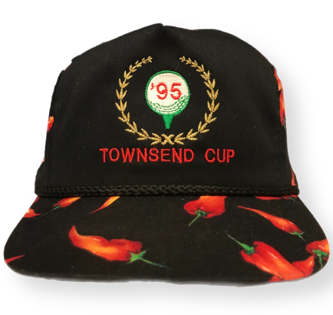 Vintage 1995 Townsend Golf Cup Chili Pepper Leather Strap Back Hat Cap ...