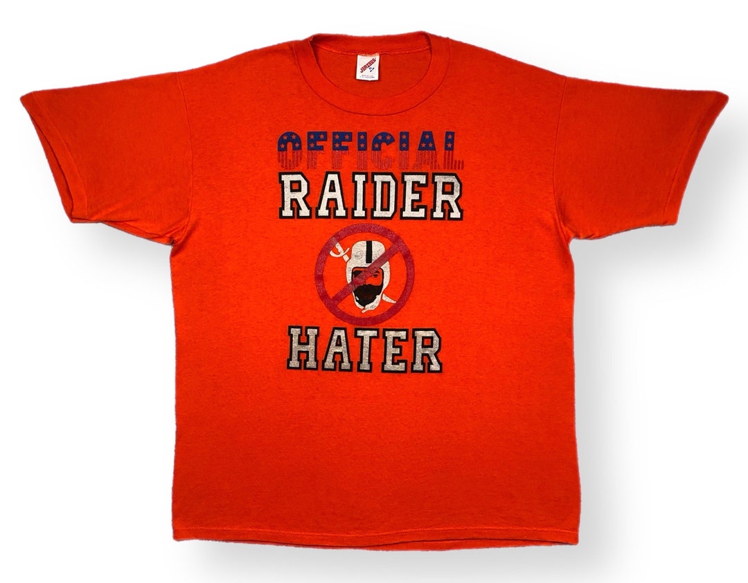 Vintage 80s/90s Official Raider Hater NFL Football Rivalry Graphic T ...