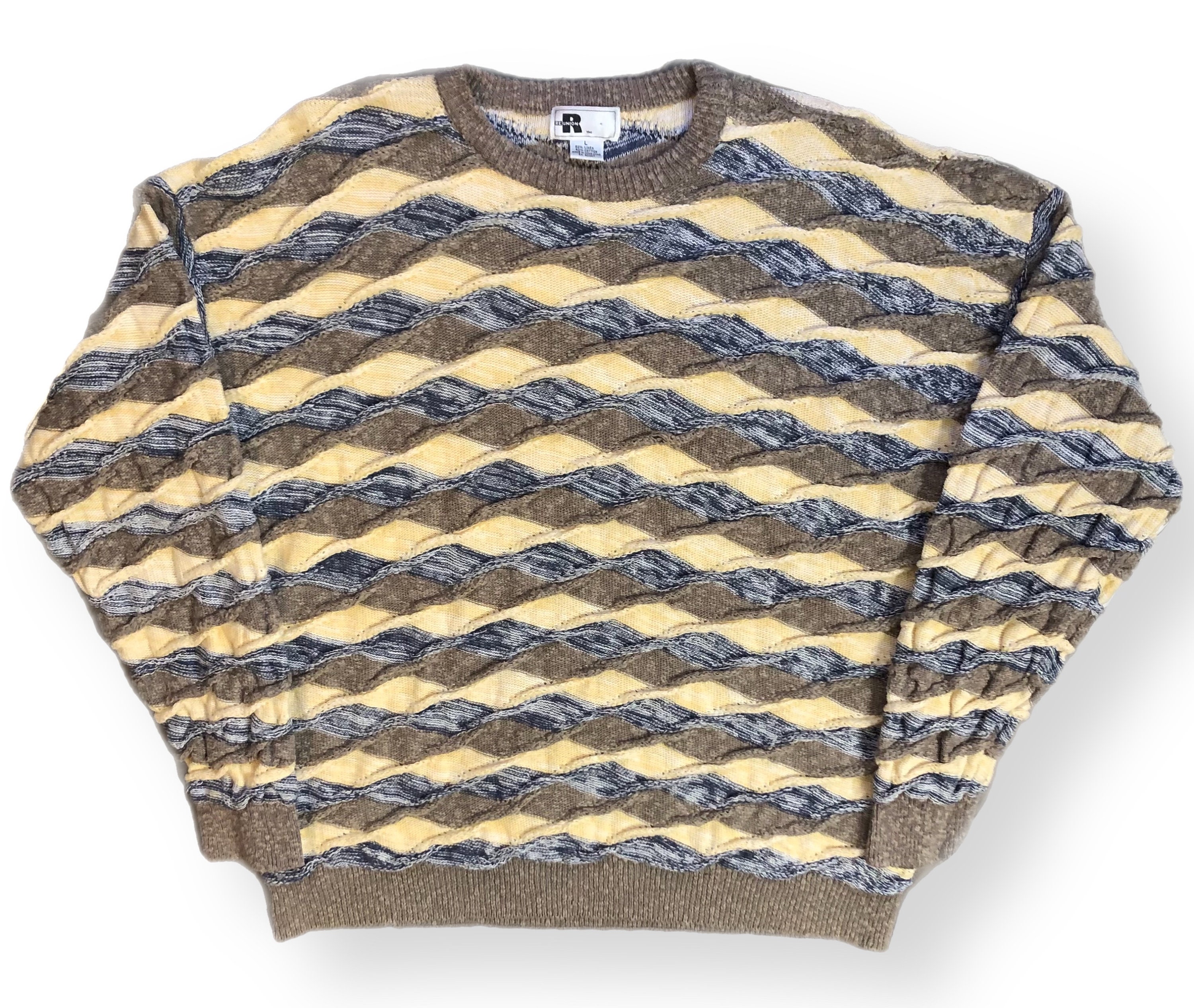Vintage 90s Reunion Coogi Style Textured 3D Knit Sweater Crewneck ...
