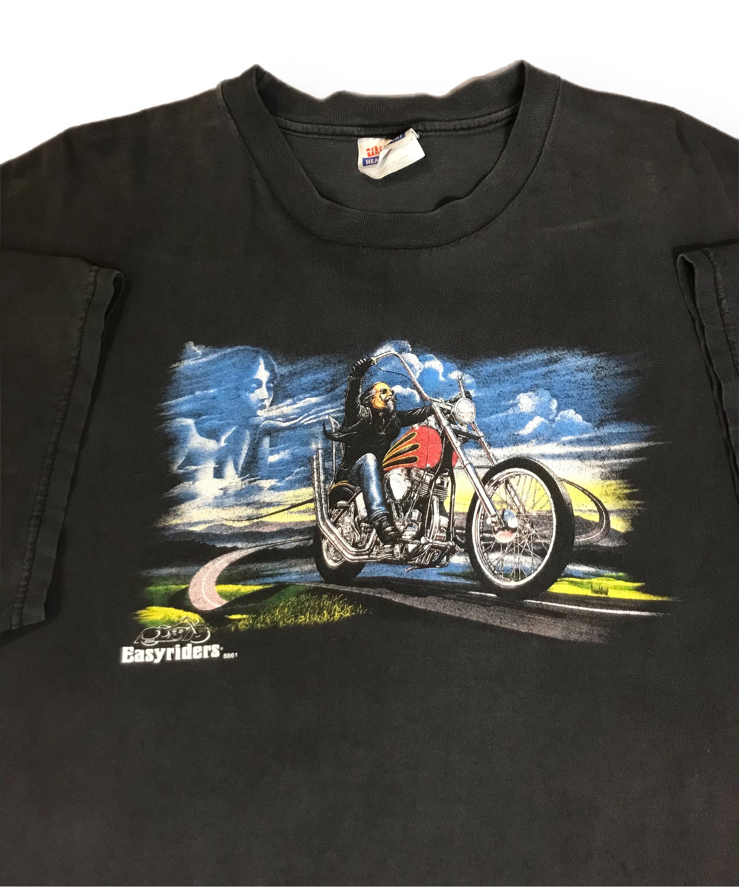 Vintage 90s Easyriders Faded Black Motorcycle Graphic T-shirt - Etsy