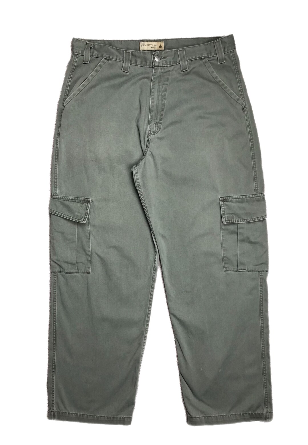 Vintage 90s/y2k Levis Silver Tab Olive Green Multi Pocket Distressed Baggy Cargo Pants Size W36 ...