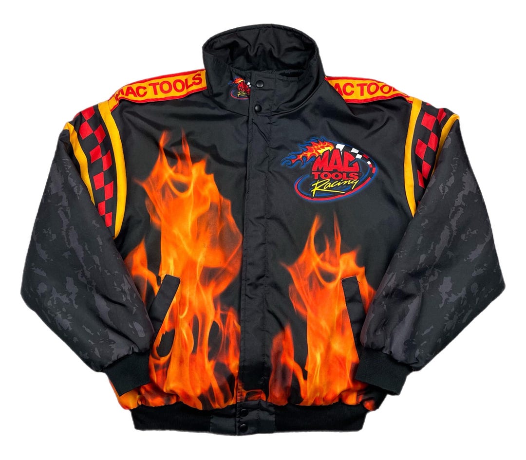 Vintage 90s Swingster Mac Tools Racing All Over Print Flames Puffer ...
