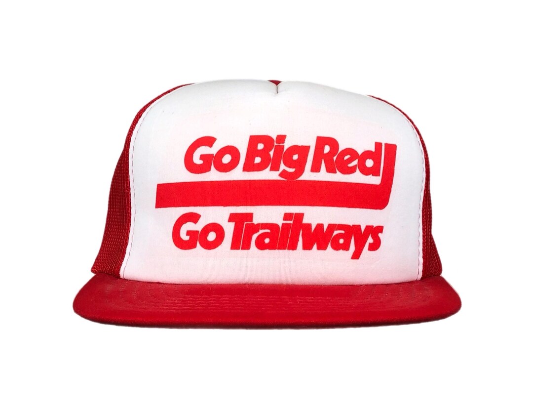 Vintage 80s/90s Go Big Red Continental Railways Mesh Snapback Trucker ...