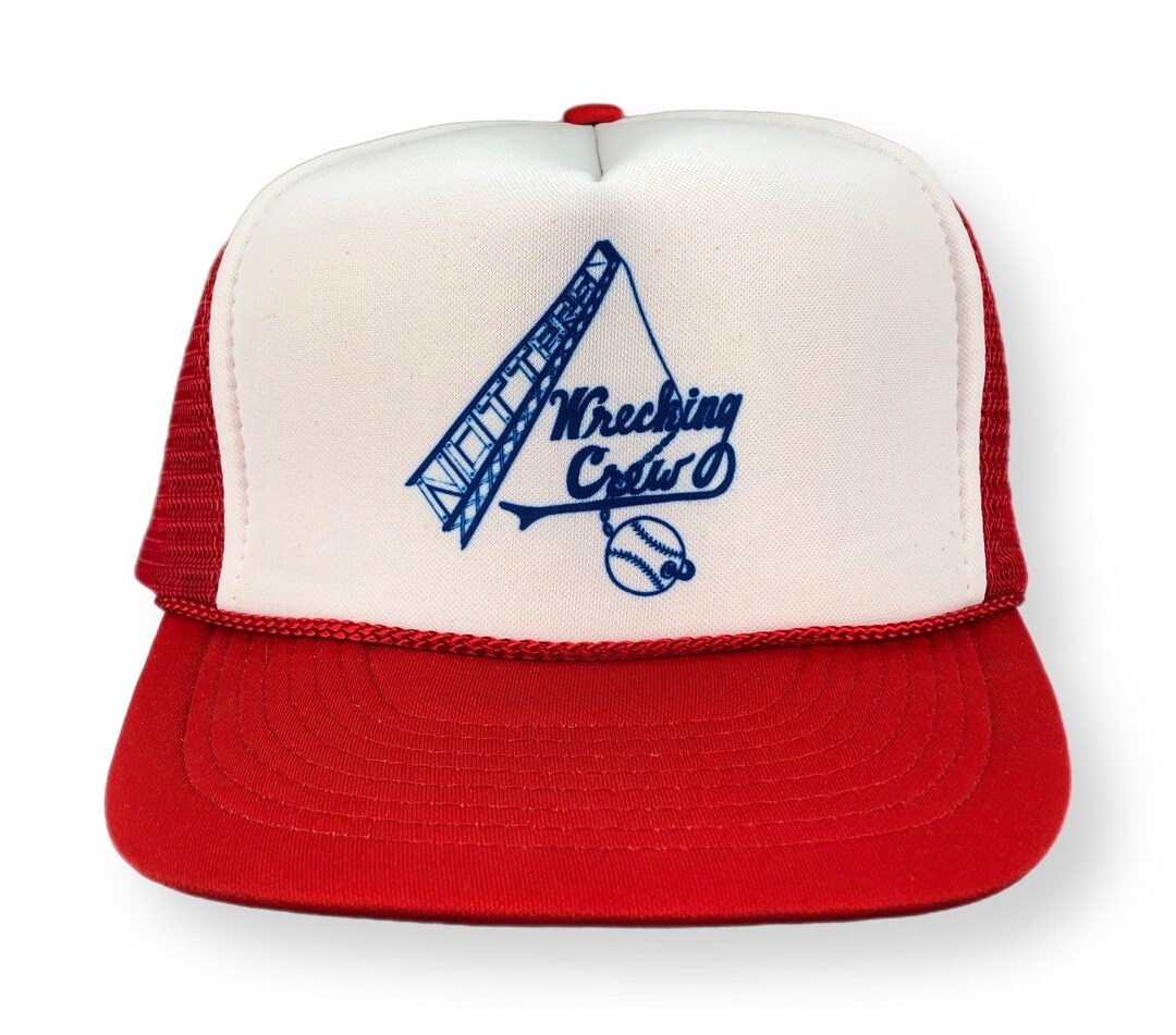 Vintage 80s/90s Wrecking Crew Baseball Graphic Mesh Trucker Snapback ...