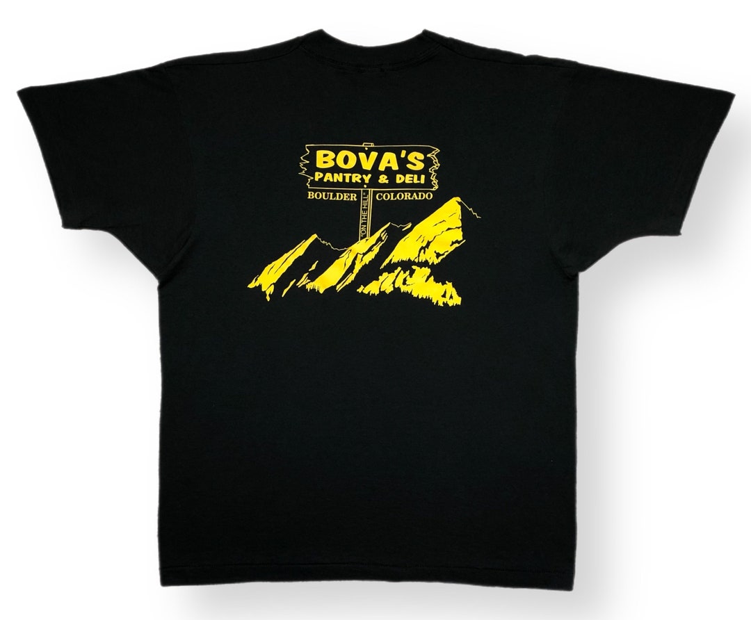 Vintage 80s Bovas Pantry & Deli Boulder Colorado Double Sided Graphic T ...