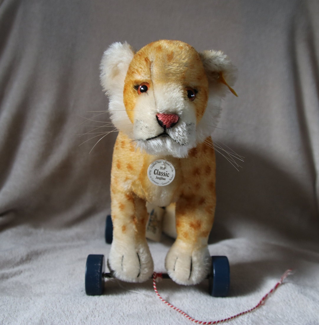 Steiff Rare Vintage Pull Along Jungle Lion Leopard Toy Collectable ...