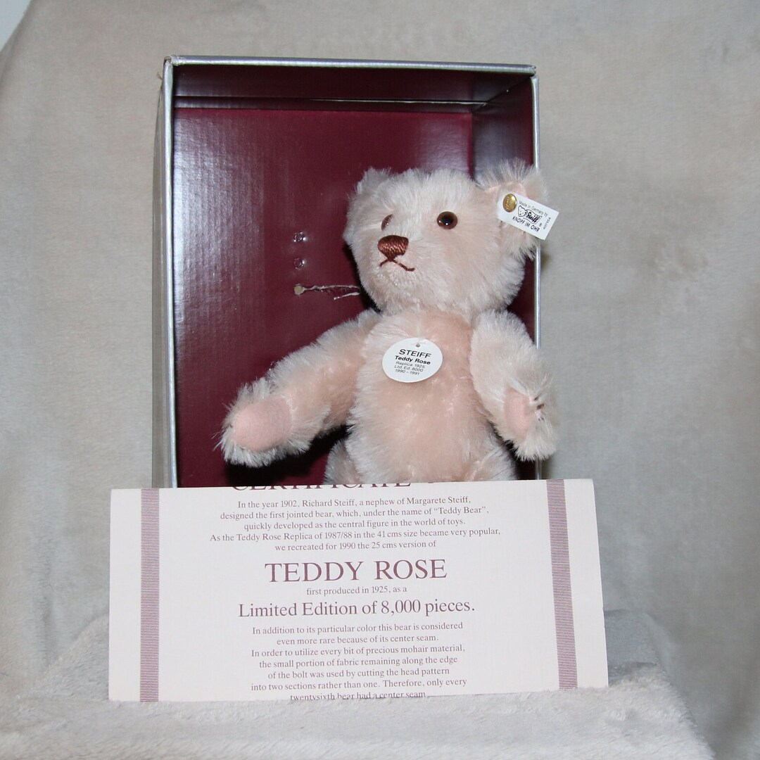 Steiff Vintage Limited Edition Pink Teddy Rose Small Bear Collectable ...