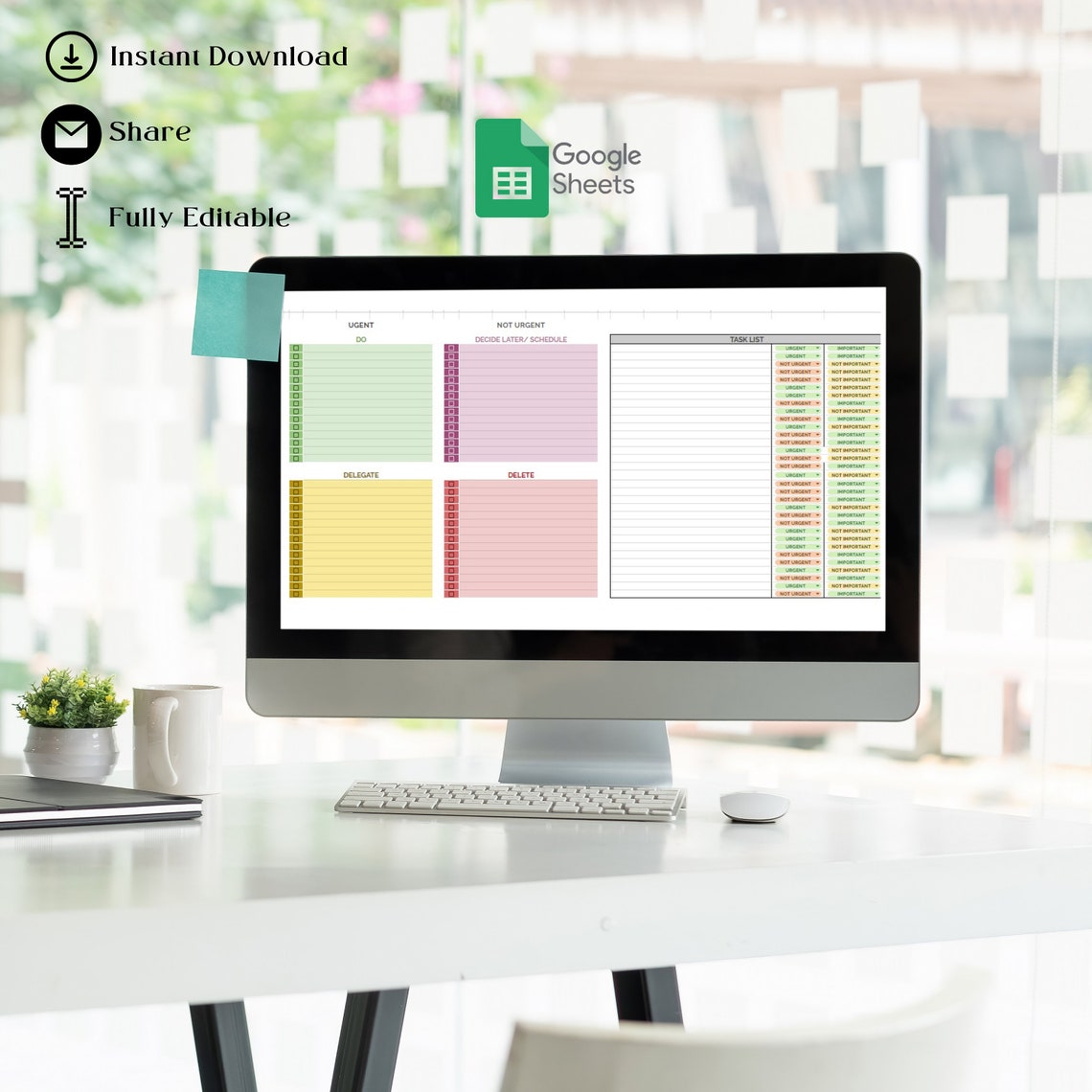 Task TO DO List Eisenhower Matrix PM Tasks - Template Fully Editable ...