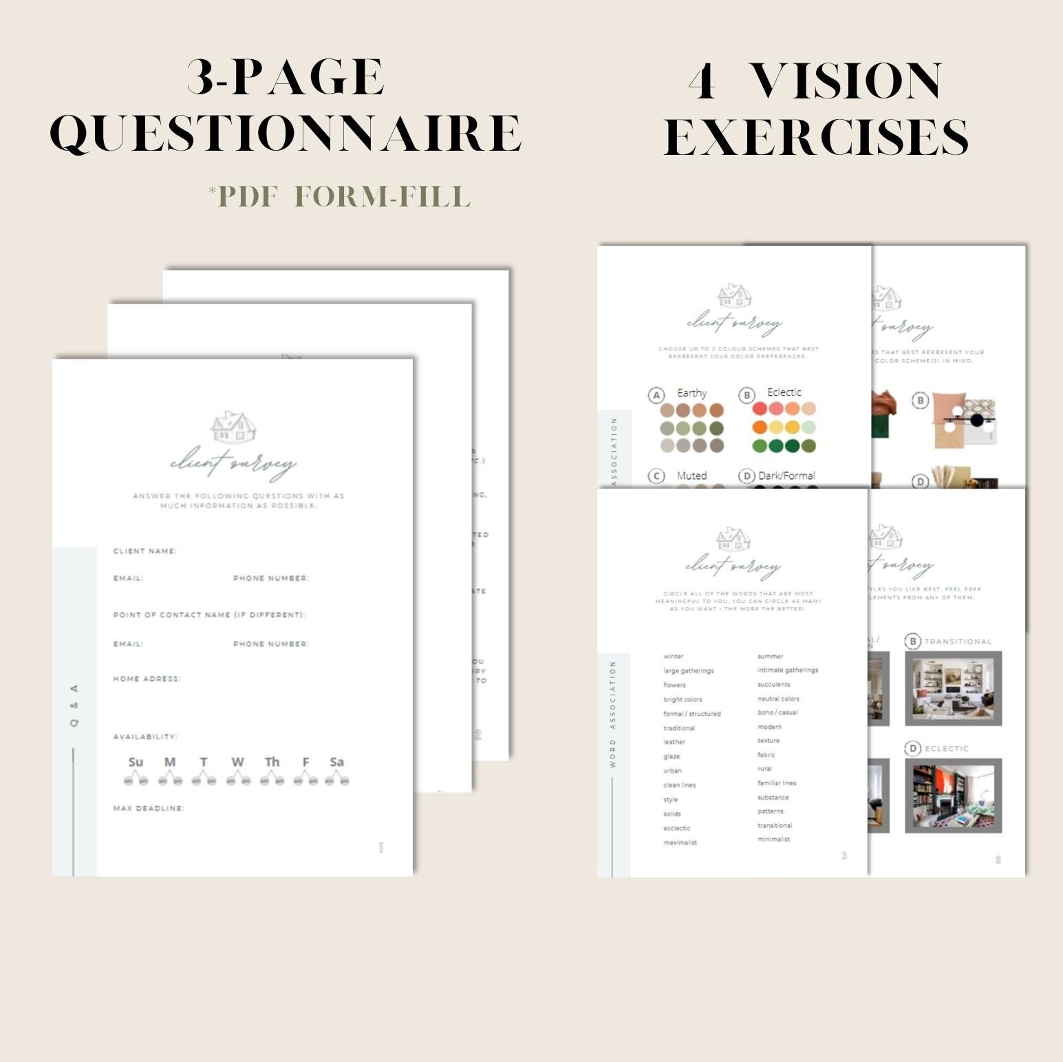 Client Discovery Questionnaire Package - Interior Design Client Survey ...