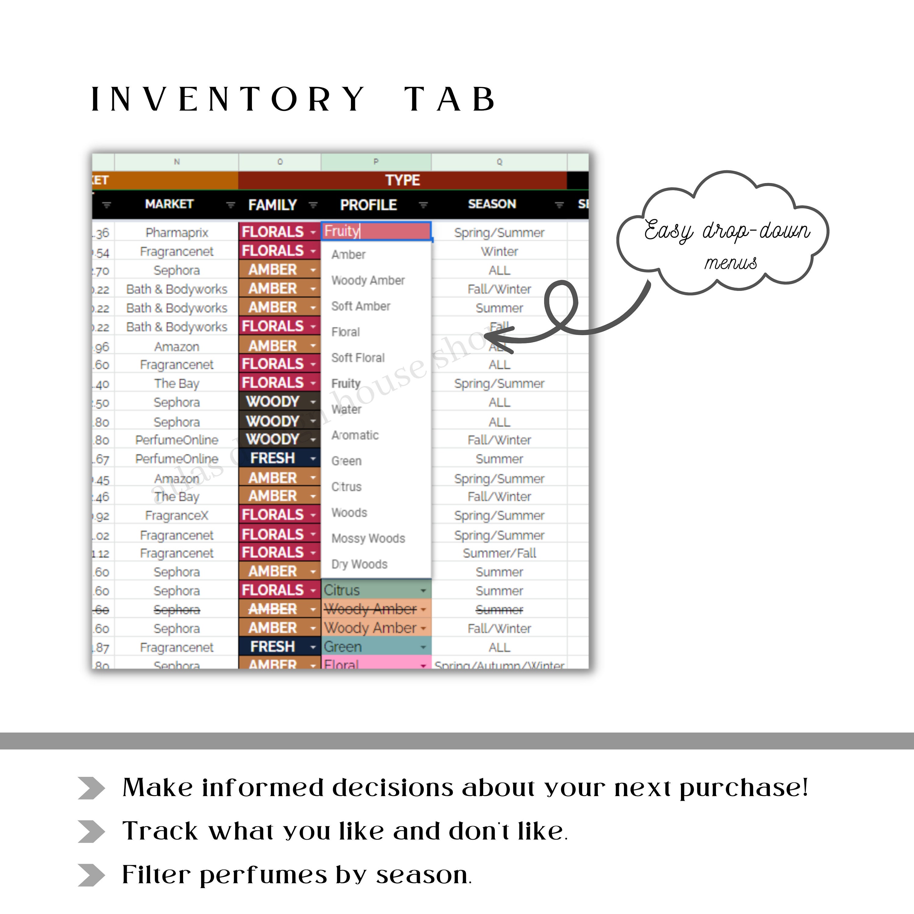 Perfume and Makeup Inventory Excel Google Sheets - Etsy