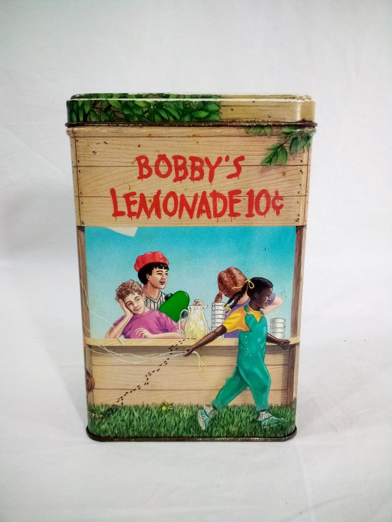 80s Chupa Chups Coin Bank / Lemonade Stand Tin Bank / Approx. 6 1/4" X ...