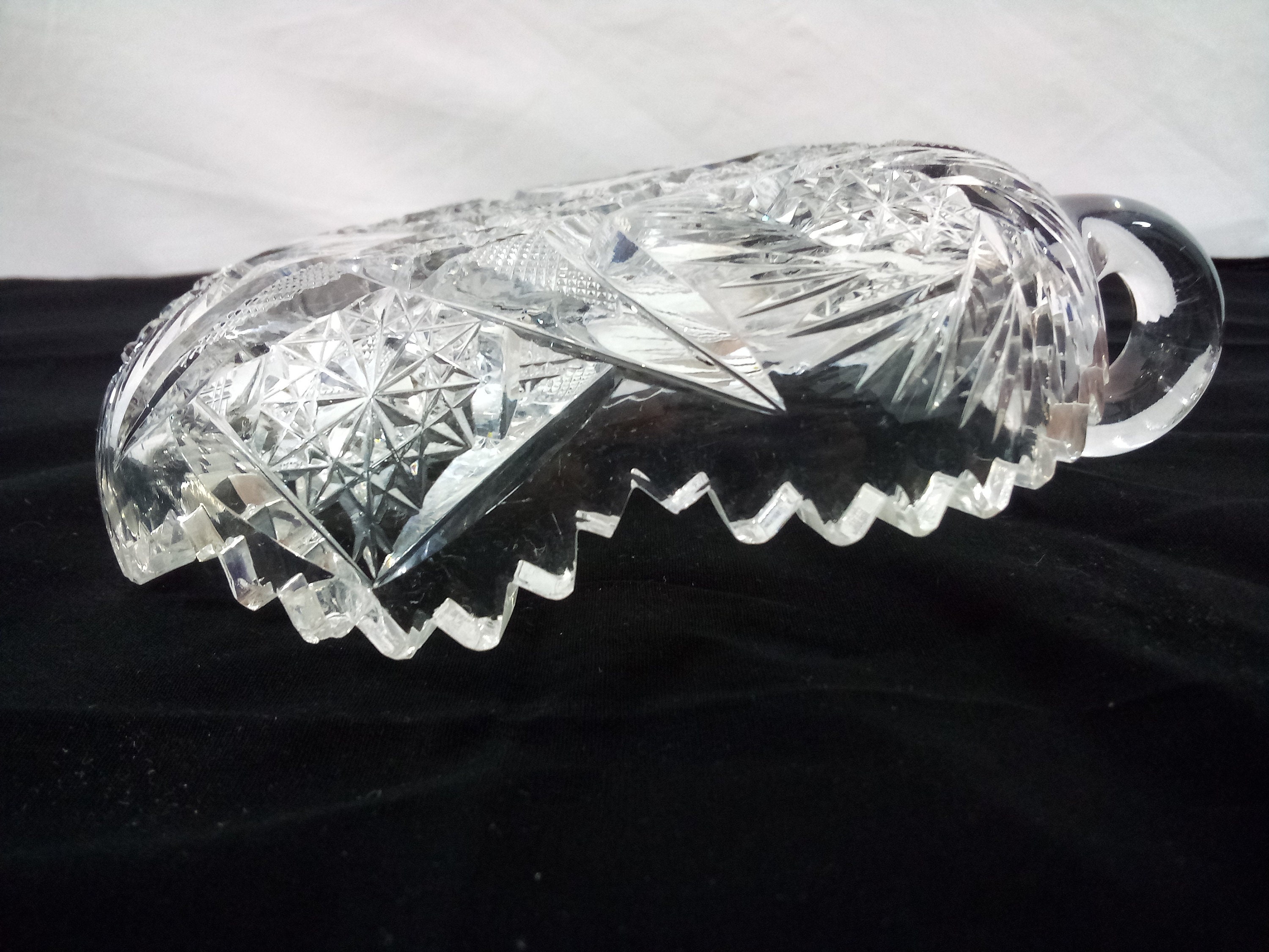 Antique Sawtooth Cut Glass Bowl With Handle Hobstar & Pinwheel - Etsy