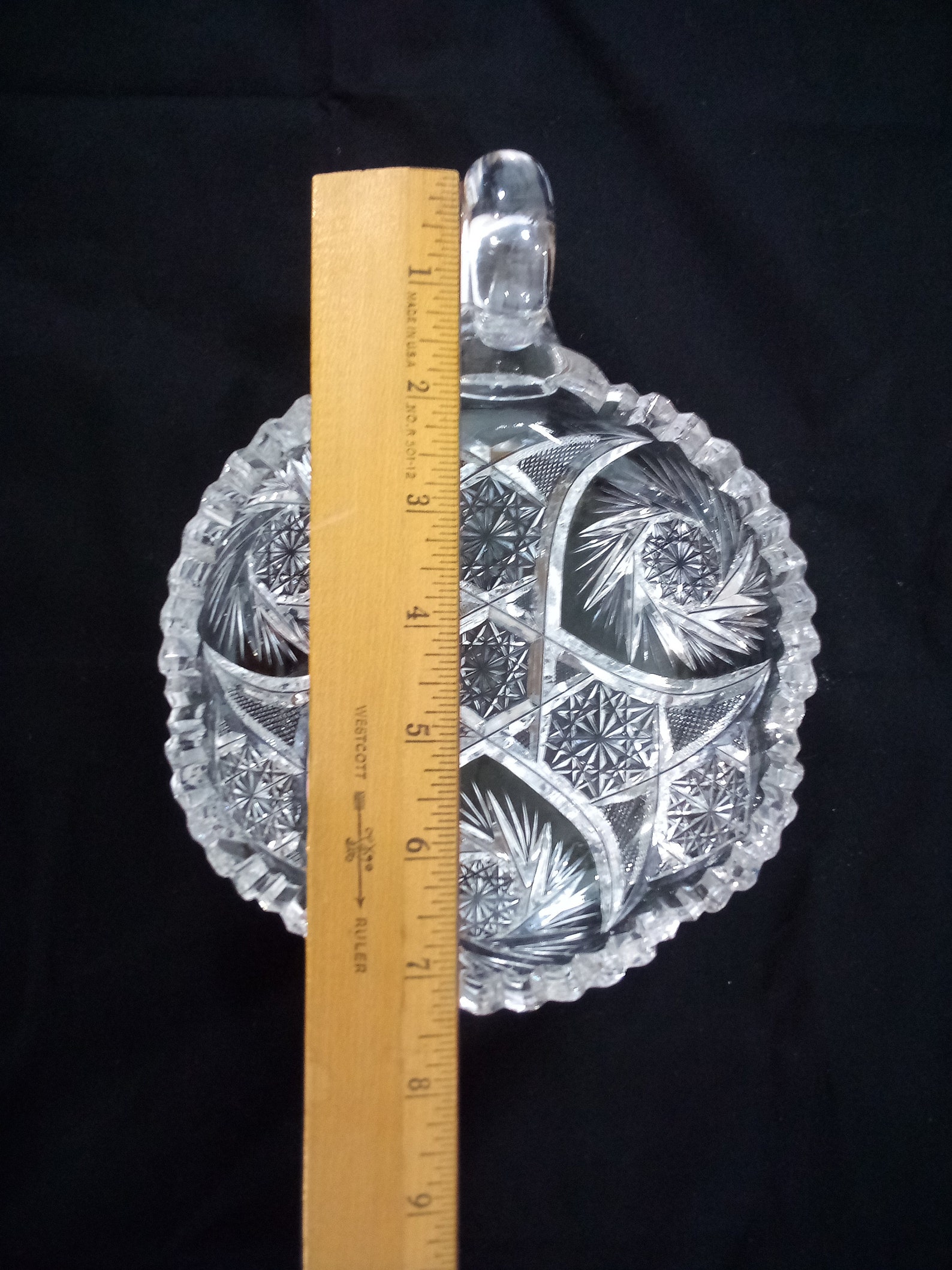 Antique Sawtooth Cut Glass Bowl With Handle Hobstar & Pinwheel - Etsy