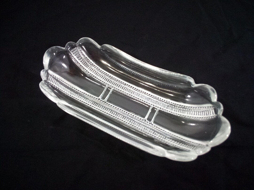 Mid Century Molded Clear Glass Condiment Tray / 81/4" X 3 3/4" X 1 1/2 ...