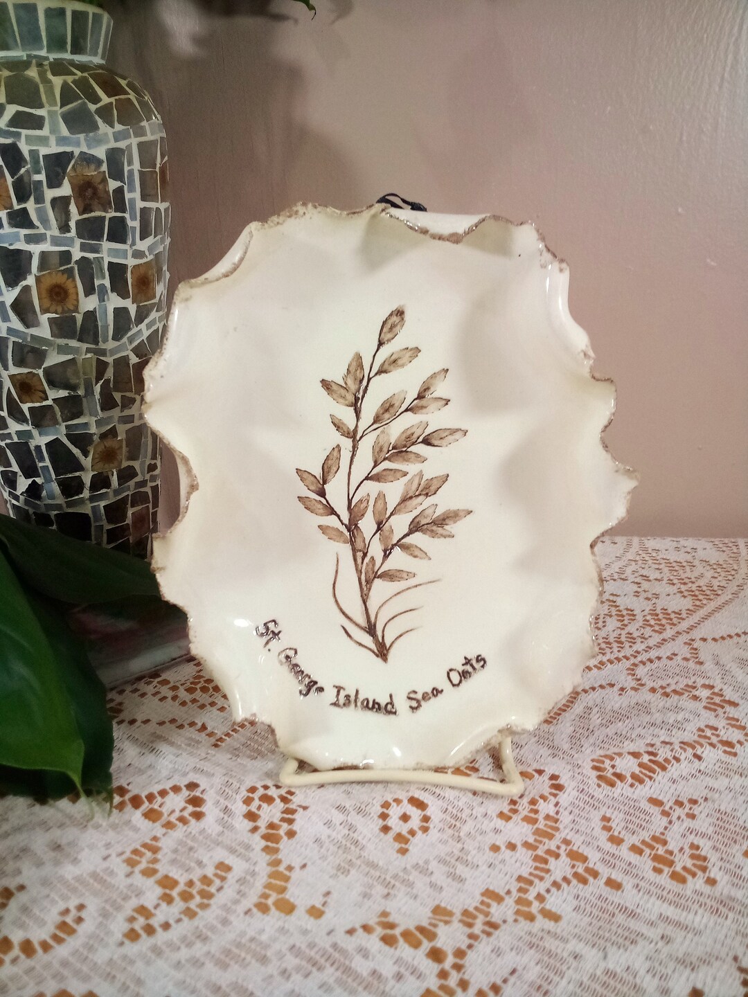 Sea Oats Ceramic Serving Tray / OOAK Food Safe Clay Stoneware / 8 1/2 ...