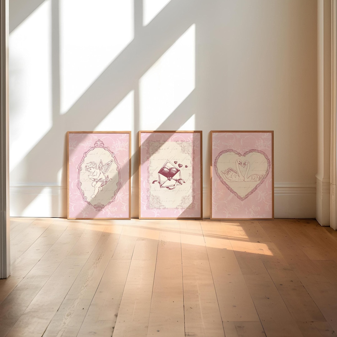 Set of 3 Vintage Coquette Wall Art | Rococo Valentine's Day Decor ...