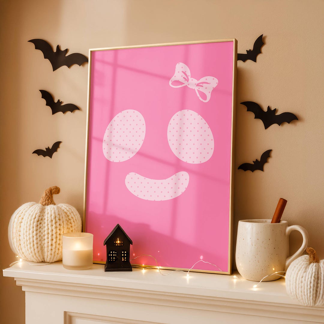Cute Ghost Halloween Poster | Pastel Goth Wall Art | Coquette Halloween ...