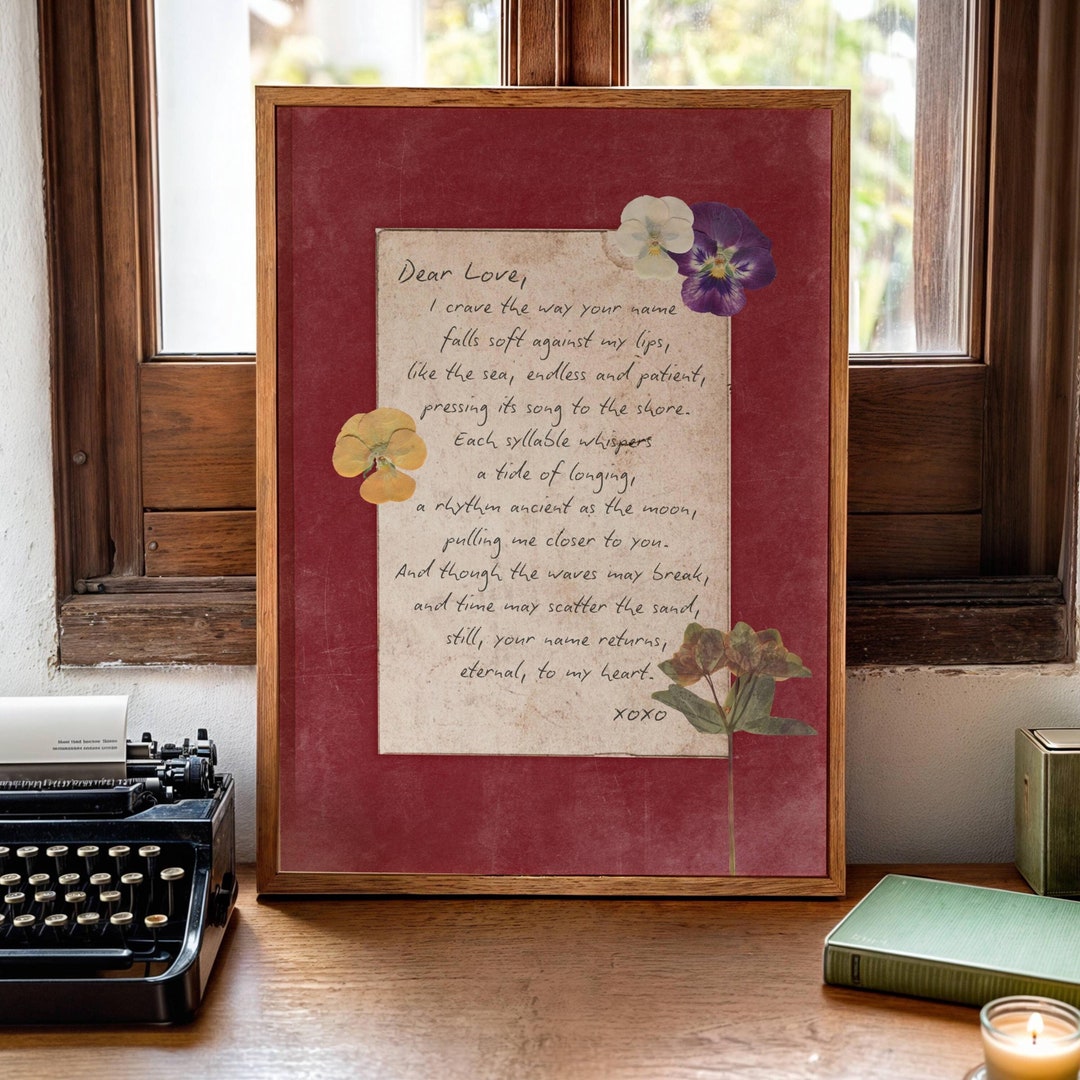 Romantic Love Letter Wall Art | Valentine Home Decor, Vintage Botanical ...