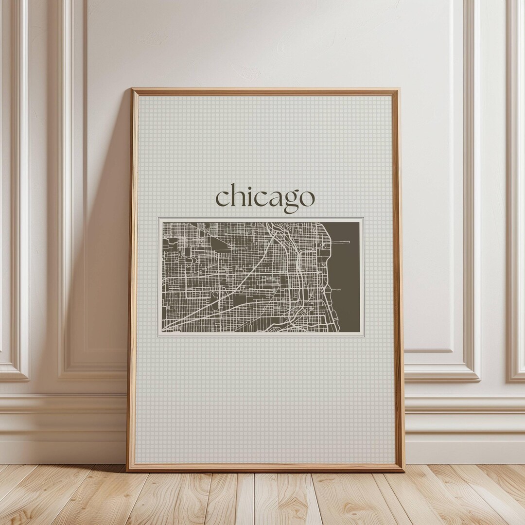 Cute Chicago Wall Art | Modern City Map | Chicago Poster | Simple ...