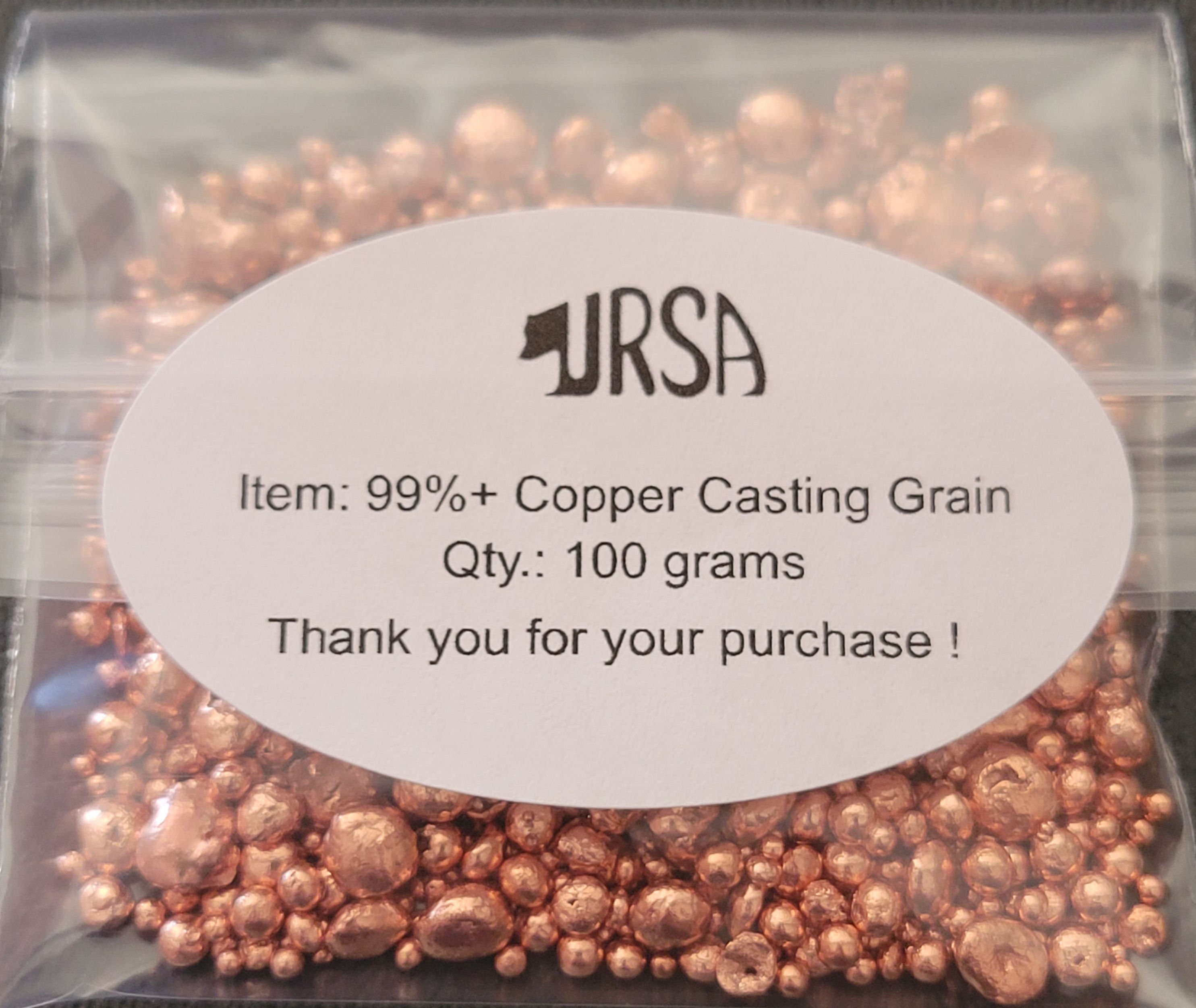 100 Grams Copper Grain shot. 99.9% Pure. Excellent Use for Base Metal ...