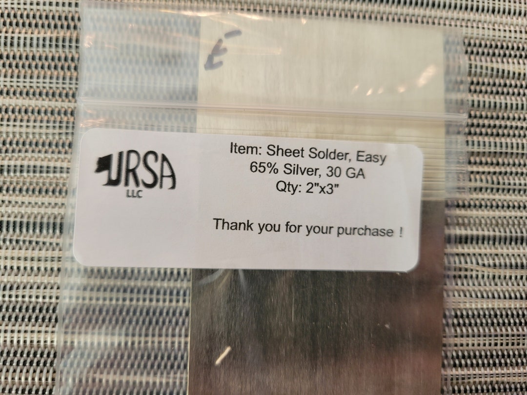 Silver Sheet Solder 2"x3" Various Hardness's Extra Easy, Easy, Medium ...