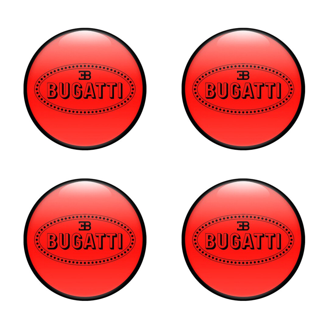 SET of 4X 40-120 Mm Bugatti Silicone Stickers Emblem for Wheels Rim ...