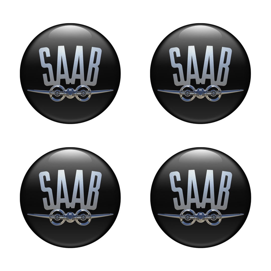 4x40-120mm Saab Logo Domed Stickers for Wheels Center Hub Caps Silicone ...
